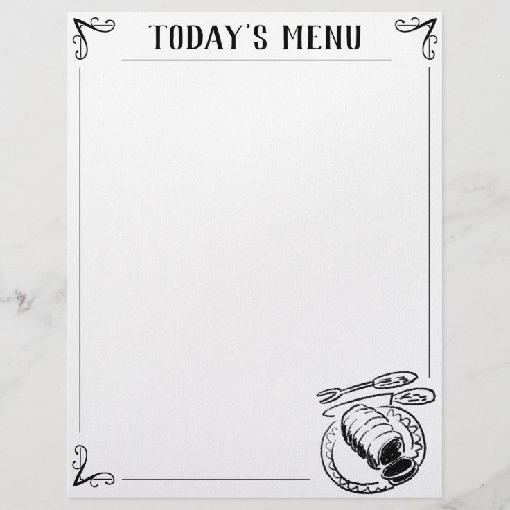 Menu Blank Sheet with Border. Flyer | Zazzle