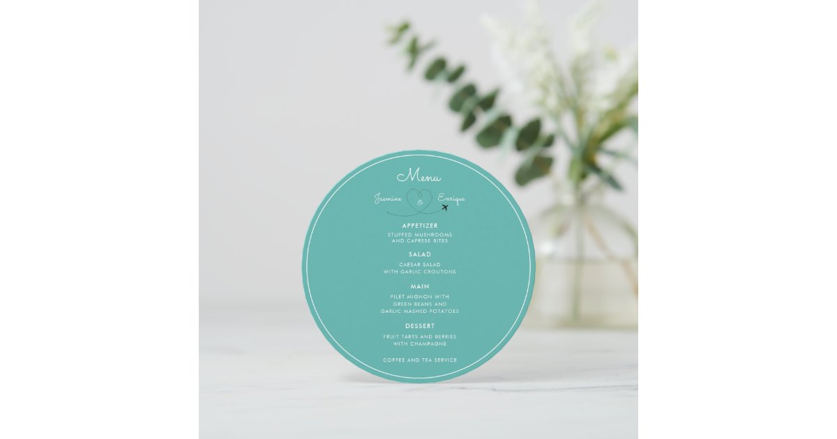 Menu & Place Card Combo | 4 Course Wedding Menu | Zazzle