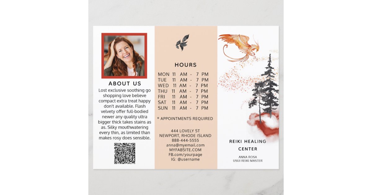 Menu Price QR Photo Trifold Brochure PHOENIX | Zazzle