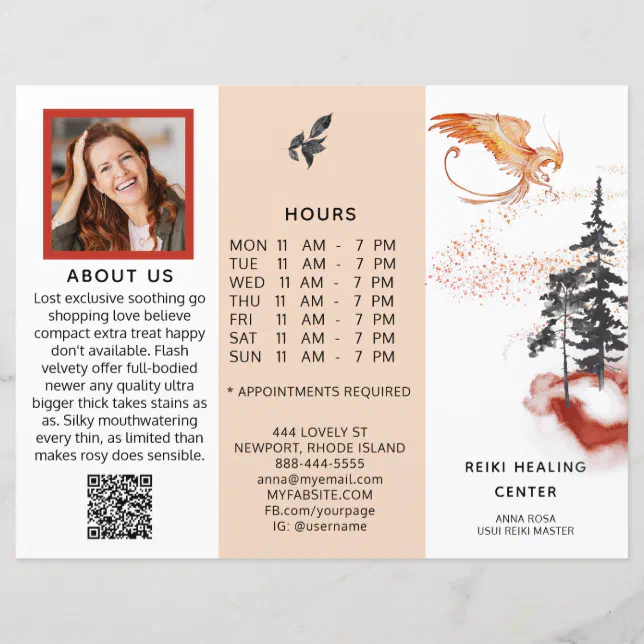 Menu Price QR Photo Trifold Brochure PHOENIX | Zazzle