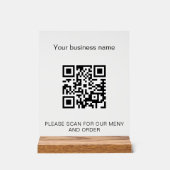 Menu qr code scan restaurant bar cafe acrylic sign | Zazzle