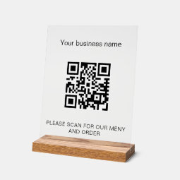 Menu qr code scan restaurant bar cafe acrylic sign | Zazzle