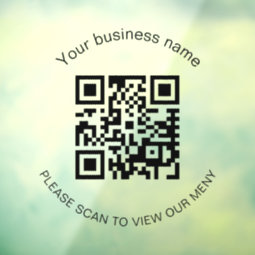 Menu qr code scan restaurant bar cafe window cling | Zazzle