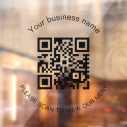 Menu qr code scan restaurant bar cafe window cling | Zazzle