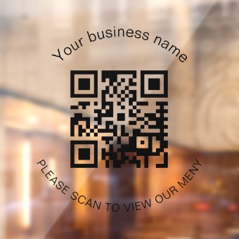 Menu qr code scan restaurant bar cafe window cling | Zazzle