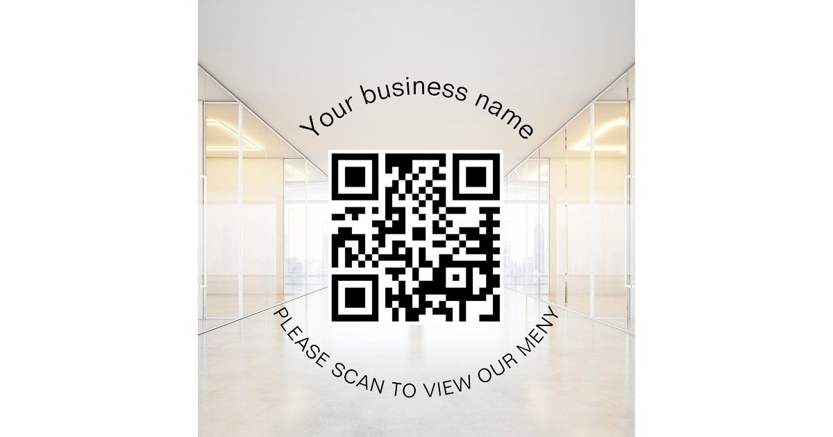 Menu qr code scan restaurant bar cafe window cling | Zazzle