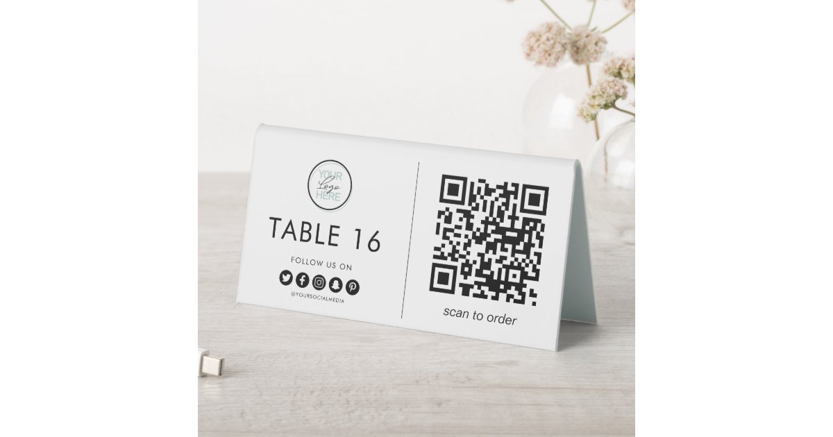 Menu Tableside Ordering QR Code Table Tent Sign | Zazzle