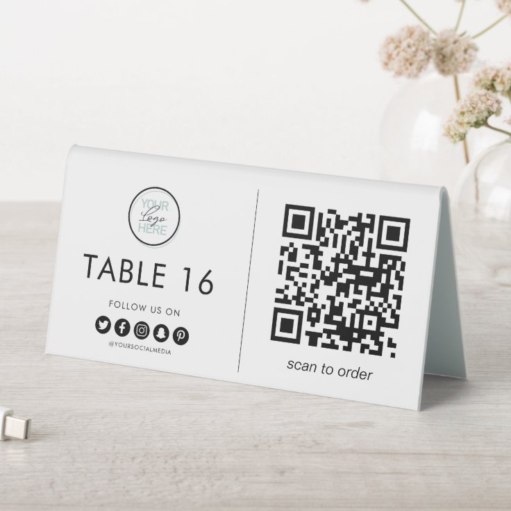 Menu Tableside Ordering QR Code Table Tent Sign | Zazzle