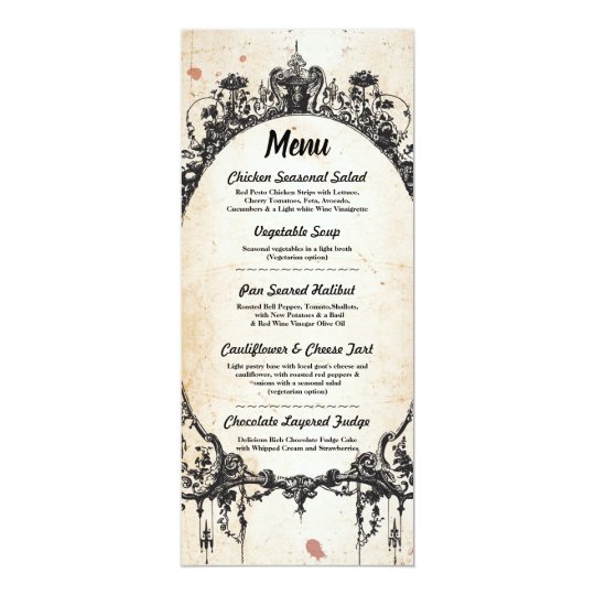 Menu Wedding Reception Gothic Frame Halloween Invitation | Zazzle.com