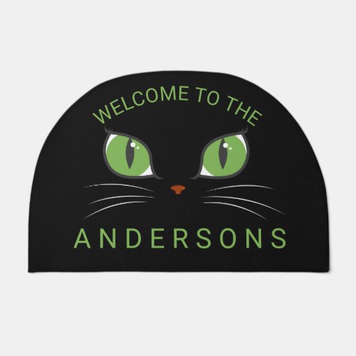 Meow Cat Eyes Personalized Welcome Doormat | Zazzle