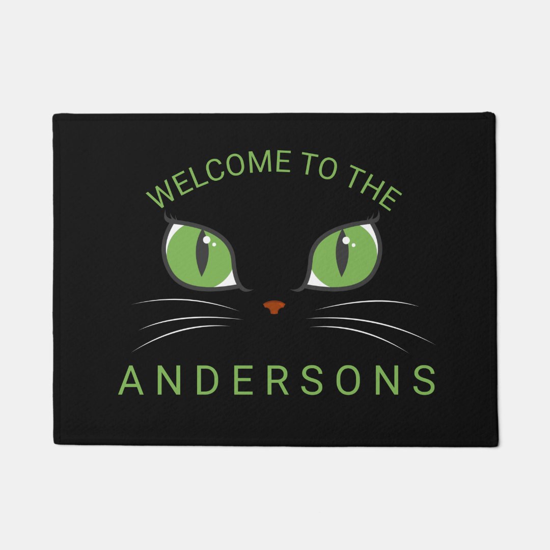 Meow Cat Eyes Personalized Welcome Doormat | Zazzle