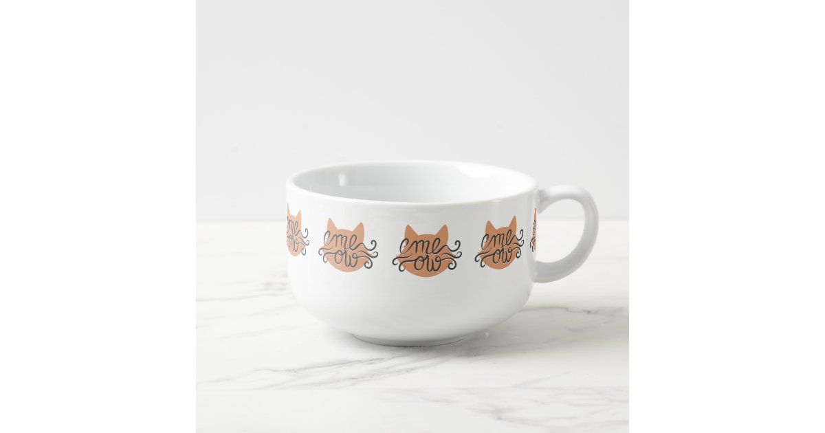 Meow cat head silhouette - Choose background color Soup Mug | Zazzle