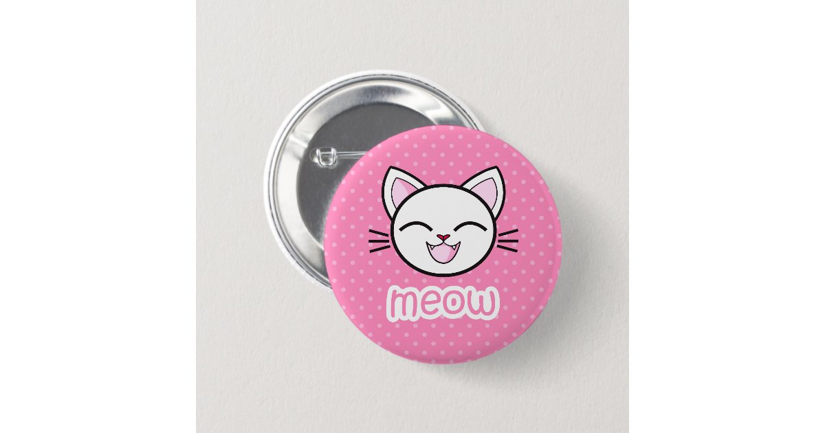 Meow Cute Cat Pinback Button | Zazzle