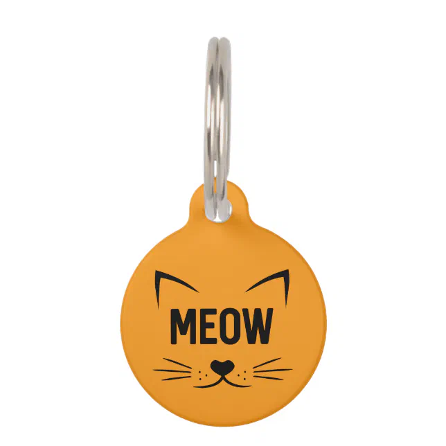 Meow Orange Cat ID Tag | Zazzle