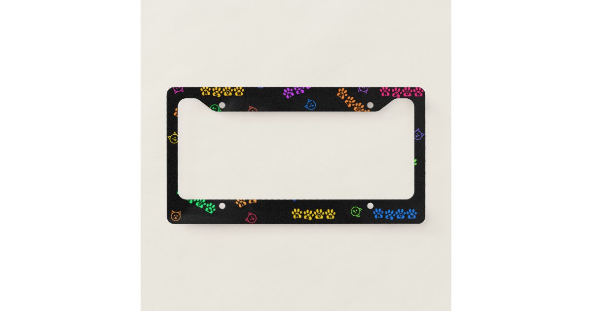 Meow Paw Prints License Plate Frame | Zazzle