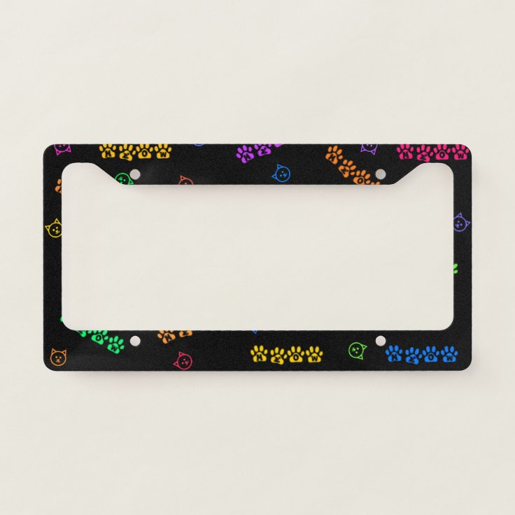 Meow Paw Prints License Plate Frame | Zazzle