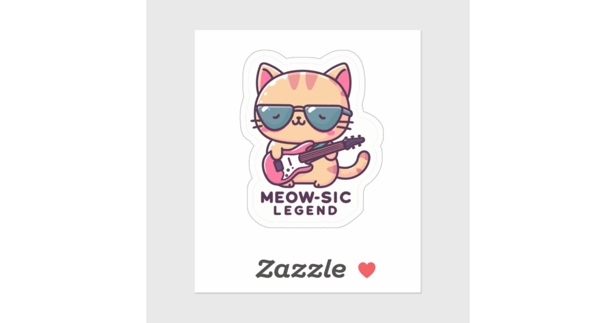 Meow-sic Sticker | Zazzle
