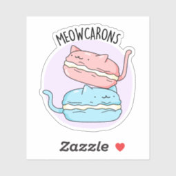 Meowcarons Funny Macaron Pun Sticker | Zazzle