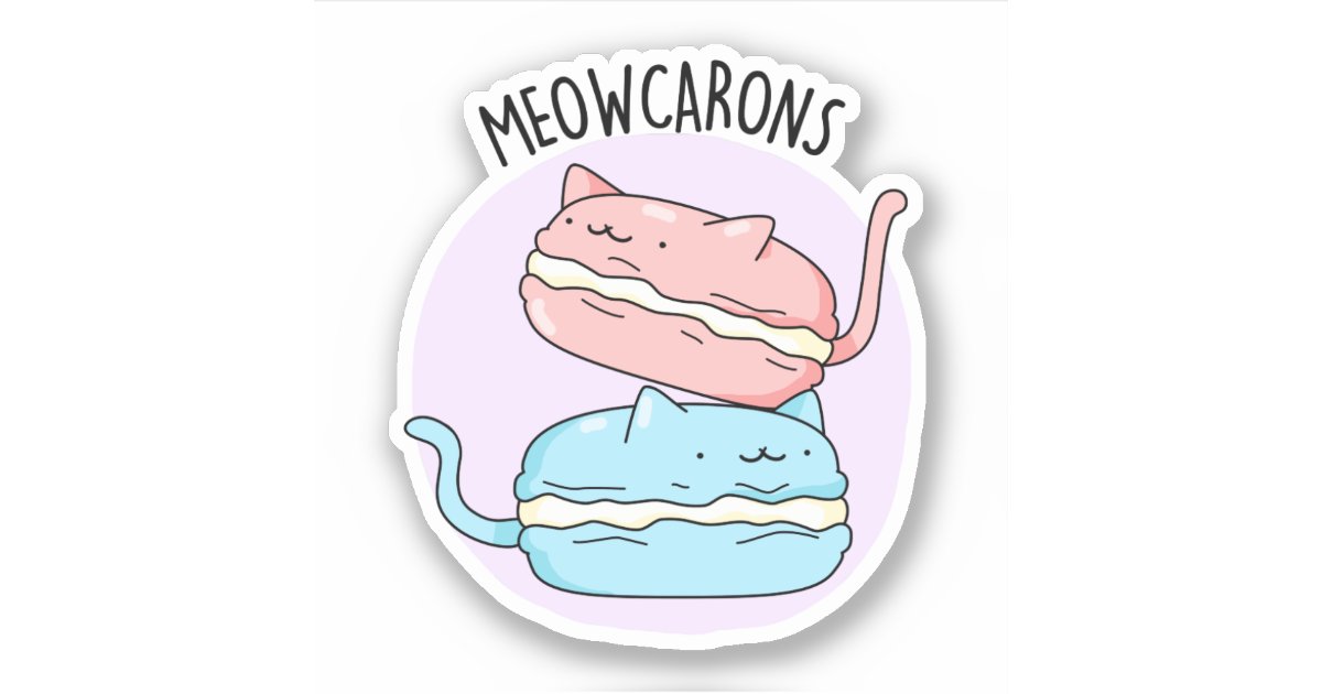 Meowcarons Funny Macaron Pun Sticker | Zazzle