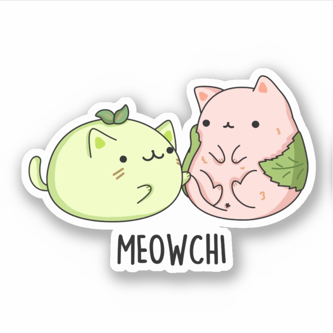 Meowchi Funny Mochi Pun Sticker | Zazzle