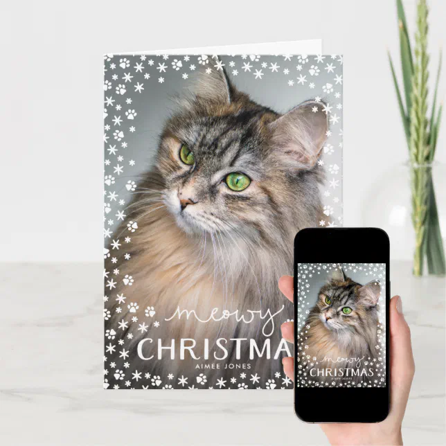 Meowy Christmas Cat Lover Holiday Folded Card | Zazzle
