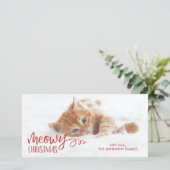Meowy Christmas Cat Pet Photo Holiday Card | Zazzle
