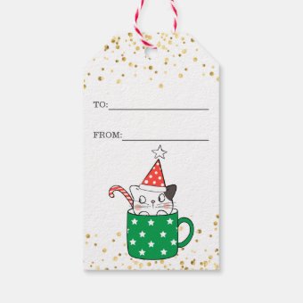 Meowy Christmas Cute Funny Pun Cat Kitty Lover Gift Tags | Zazzle