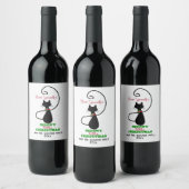 Meowy Christmas, Cute Holiday Cat Wine Label | Zazzle