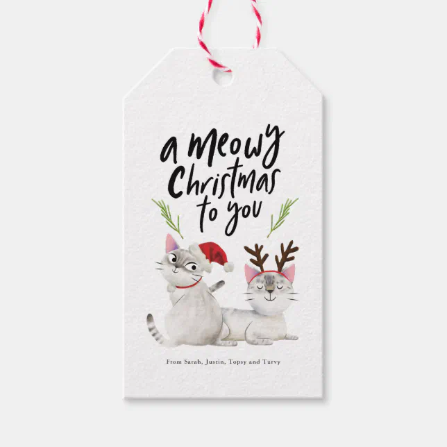 Meowy Christmas Cute Kitty Cats Gift Tags | Zazzle