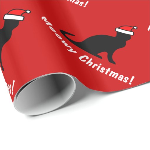 Meowy Christmas Cute Santa Cat Wrapping Paper Zazzle