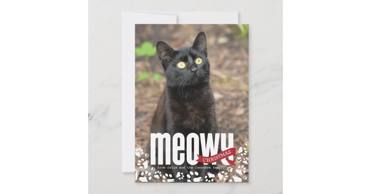 Meowy Christmas Holiday Photo Card | Zazzle