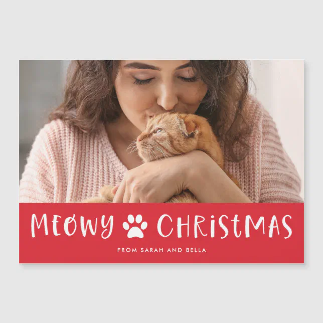 Meowy Christmas with Photo | Funny Cat Christmas | Zazzle