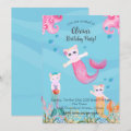 Mercat Mermaid Cat Birthday Party Invitation | Zazzle