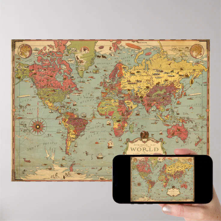 Mercator Map of the World Poster | Zazzle