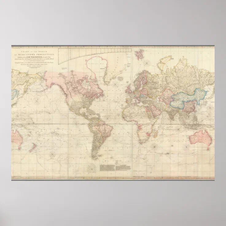 Mercator Map of the World Poster | Zazzle