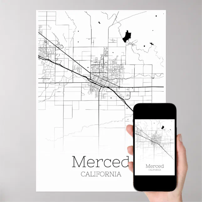 Merced Map - California - City Map Poster | Zazzle