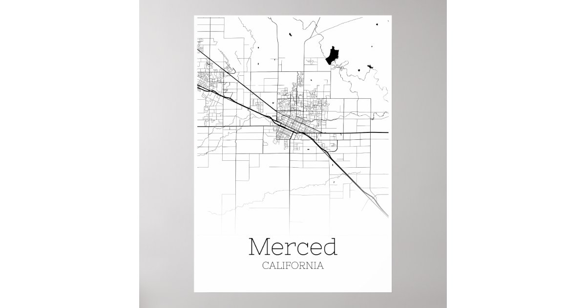 Merced Map - California - City Map Poster | Zazzle