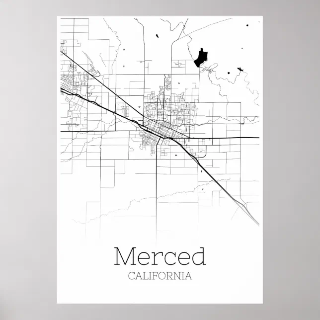Merced Map - California - City Map Poster | Zazzle