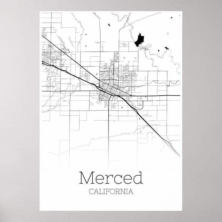 Merced Map - California - City Map Poster | Zazzle