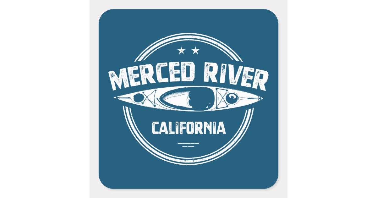 Merced River California Kayaking Square Sticker | Zazzle