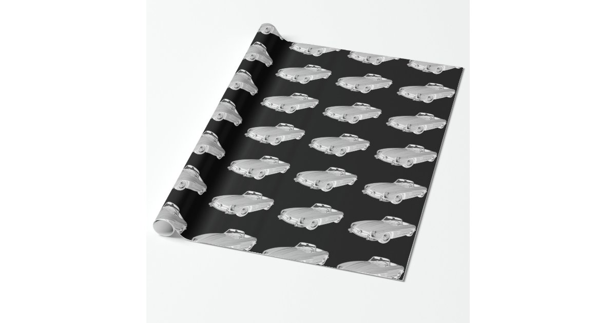 Mercedes Benz 300 SL Convertible Car Art Wrapping Paper | Zazzle