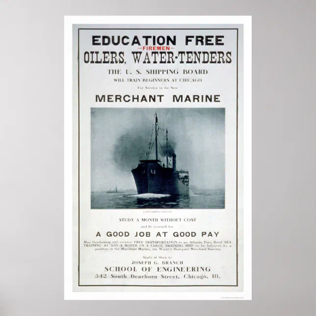 Merchant Marine Recruiting Poster (US02056) | Zazzle