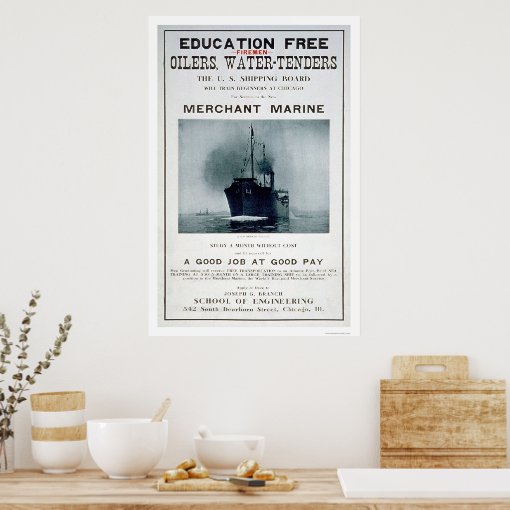 Merchant Marine Recruiting Poster (US02056) | Zazzle