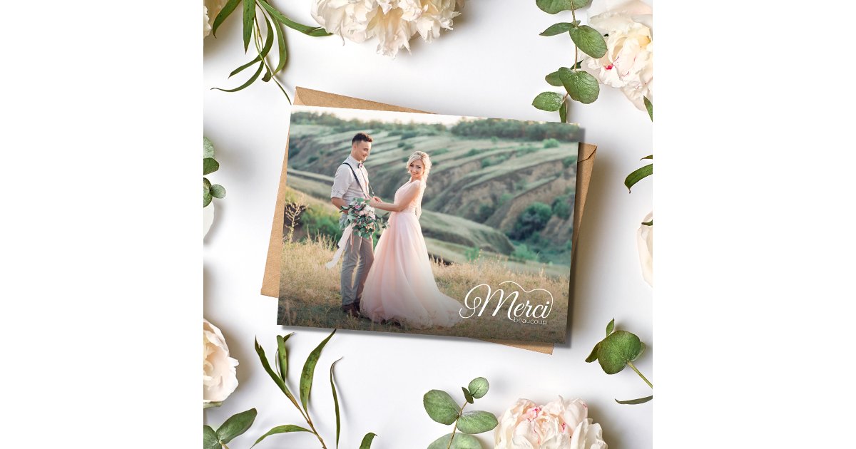 Merci Beacoup French Photo Wedding Postcard | Zazzle