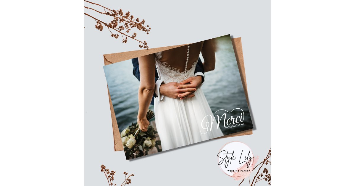 Merci Beacoup Photo Wedding Thank You | Zazzle