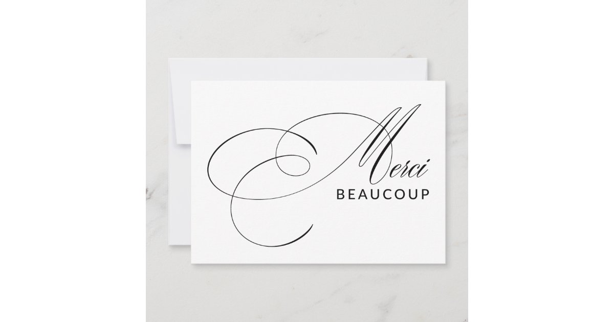 Merci Beaucoup Elegant Calligraphy Thank You | Zazzle
