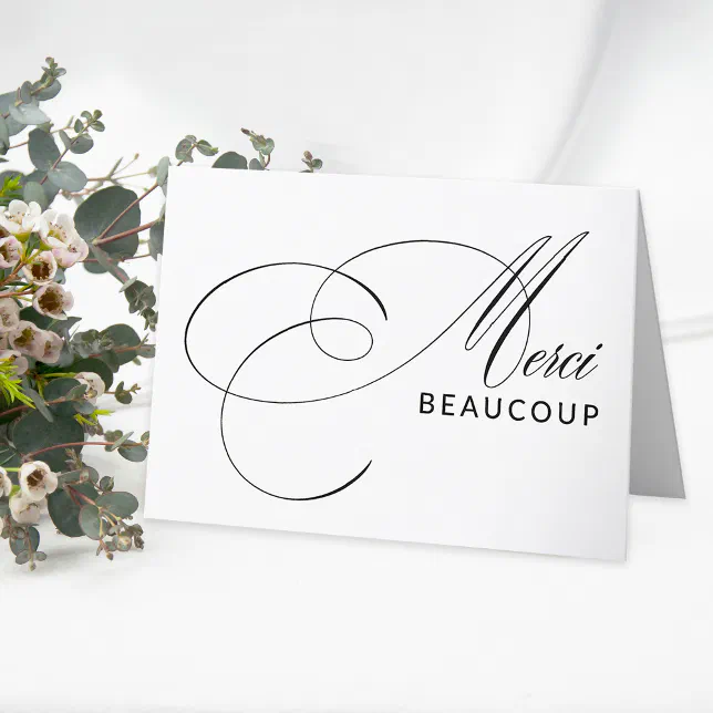Merci Beaucoup Elegant Calligraphy Thank You | Zazzle
