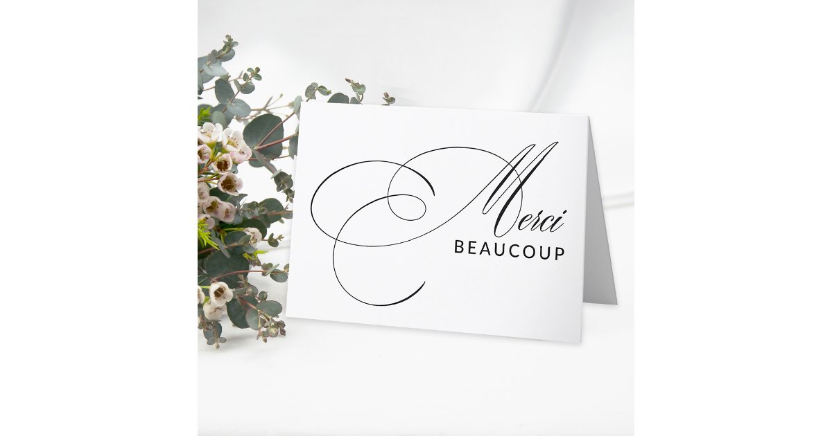 Merci Beaucoup Elegant Calligraphy Thank You | Zazzle