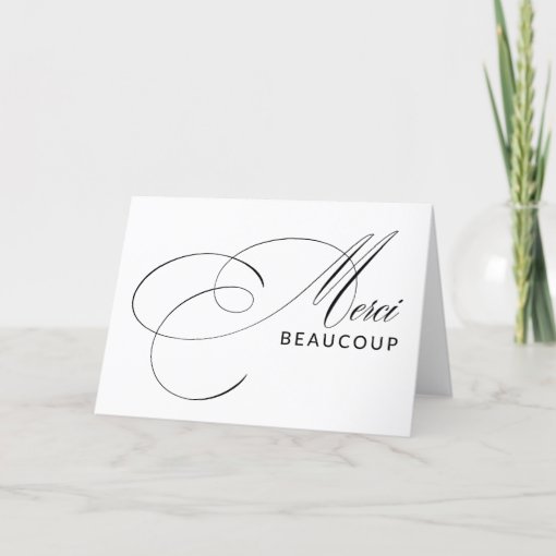 Merci Beaucoup Elegant Calligraphy Thank You | Zazzle
