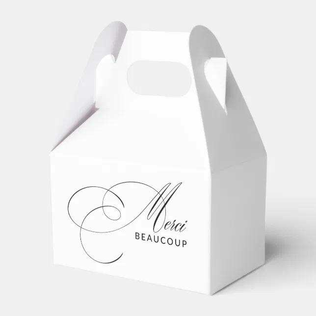 Merci Beaucoup Elegant Calligraphy Thank You Favor Boxes | Zazzle